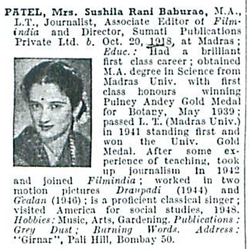 Hindi Movies Films Songs Books ... - Musing 1306. Sushila Rani Patel ...